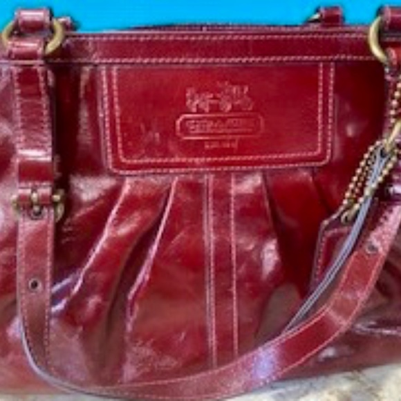 Coach | Bags | Coach Red Patent Leather East West Tote | Poshmark